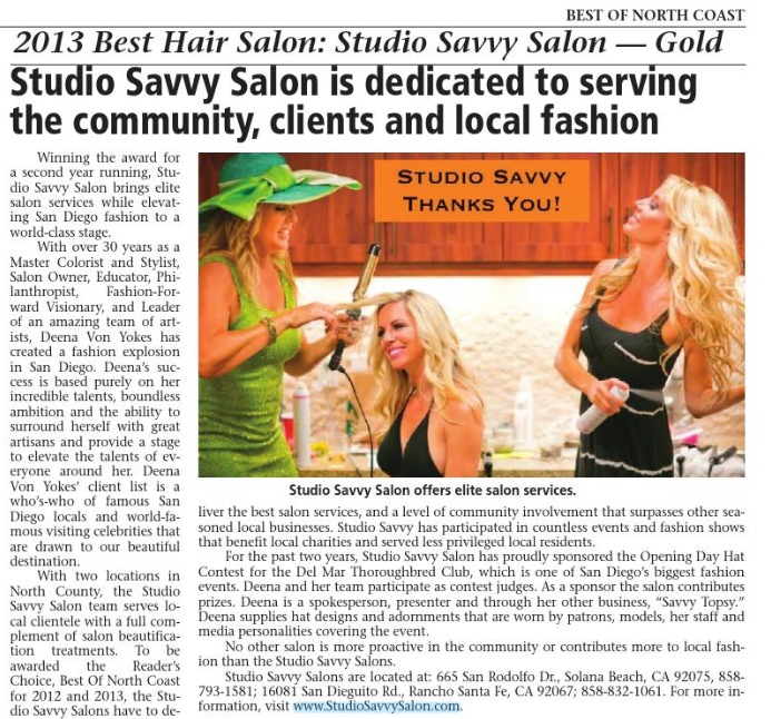 STUDIO SAVVY NAMED “BEST OF 2013” ! | Studio Savvy Salon for Hair Color ...